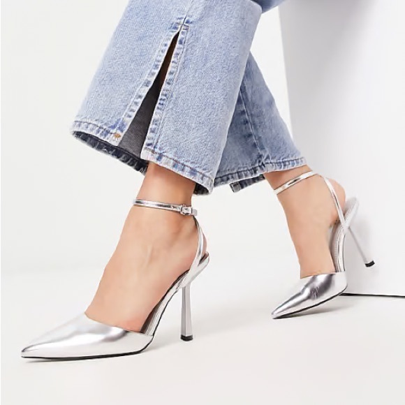Bershka | Shoes | Bershka Metallic Stringback Heel | Poshmark